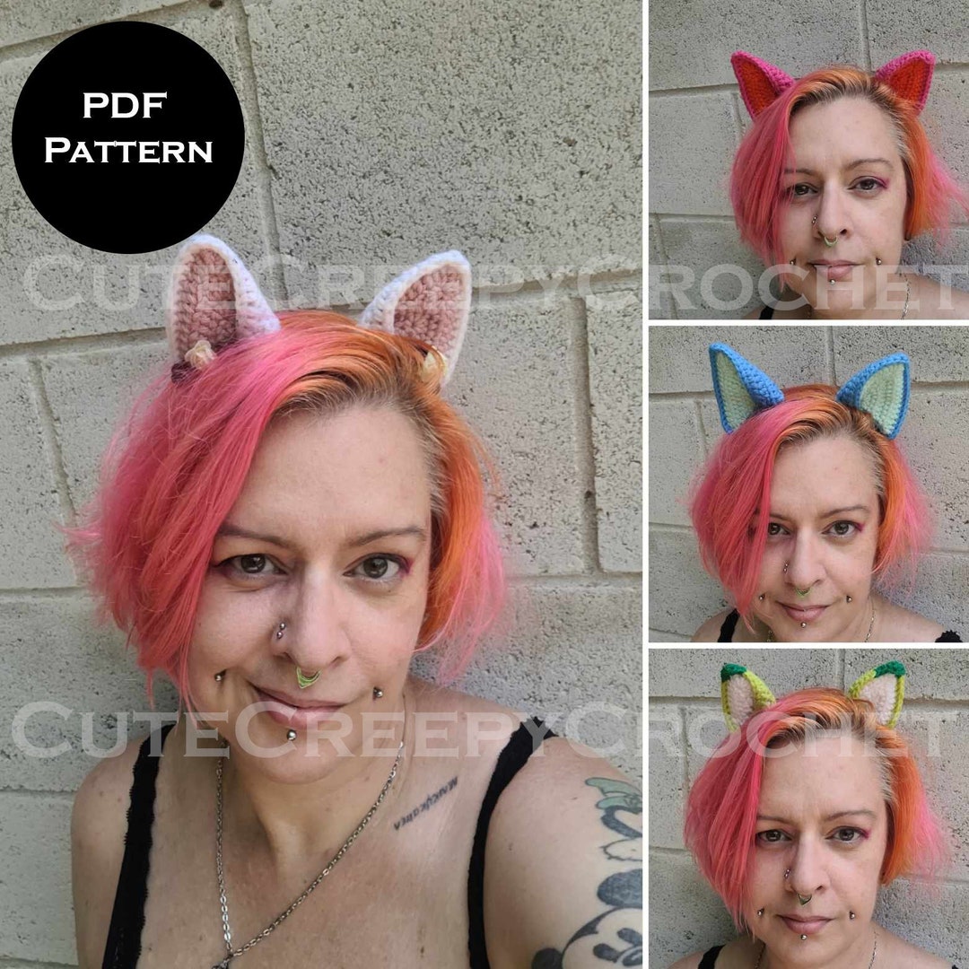 Crochet Pattern, Crochet Cat Ears, Crochet Cat Ear Headband, Crochet ...