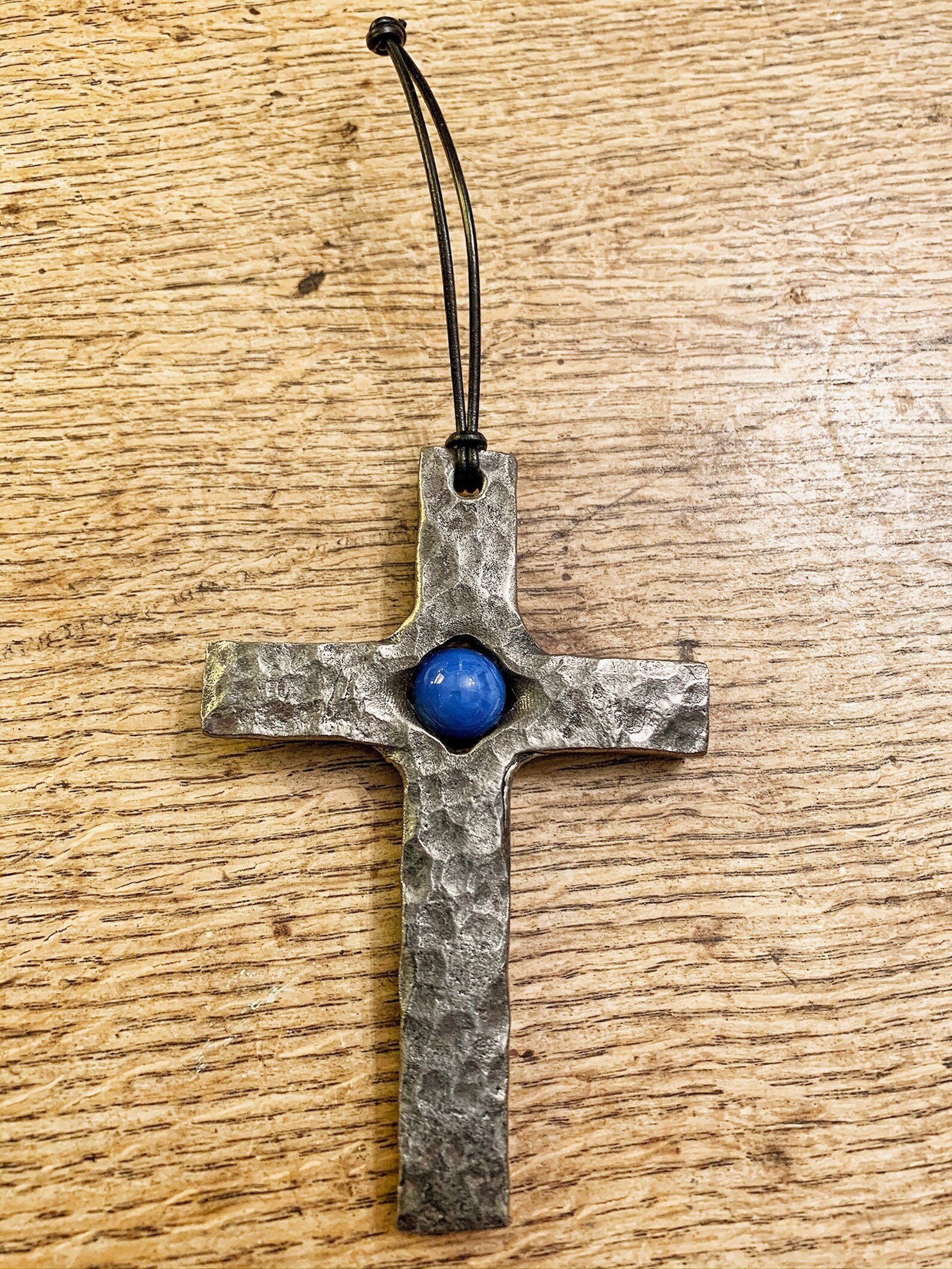Hand forged split cross with marble insert. | Etsy