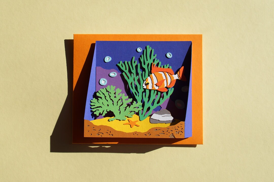 3D Card for Fish Lovers, Pretty Birthday Card, Pop up Fish Card ...