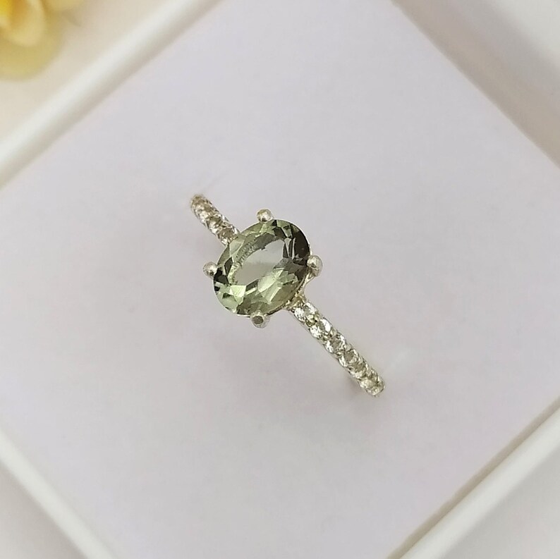 Natural Green Amethyst Engagement Ring-oval Cut Prasiolite - Etsy