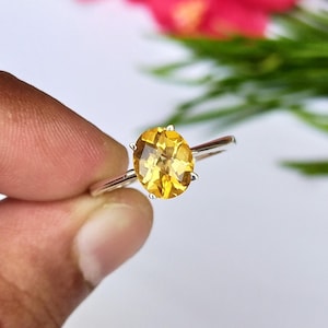 Bague solitaire citrine dorée naturelle - Bague de promesse avec ...