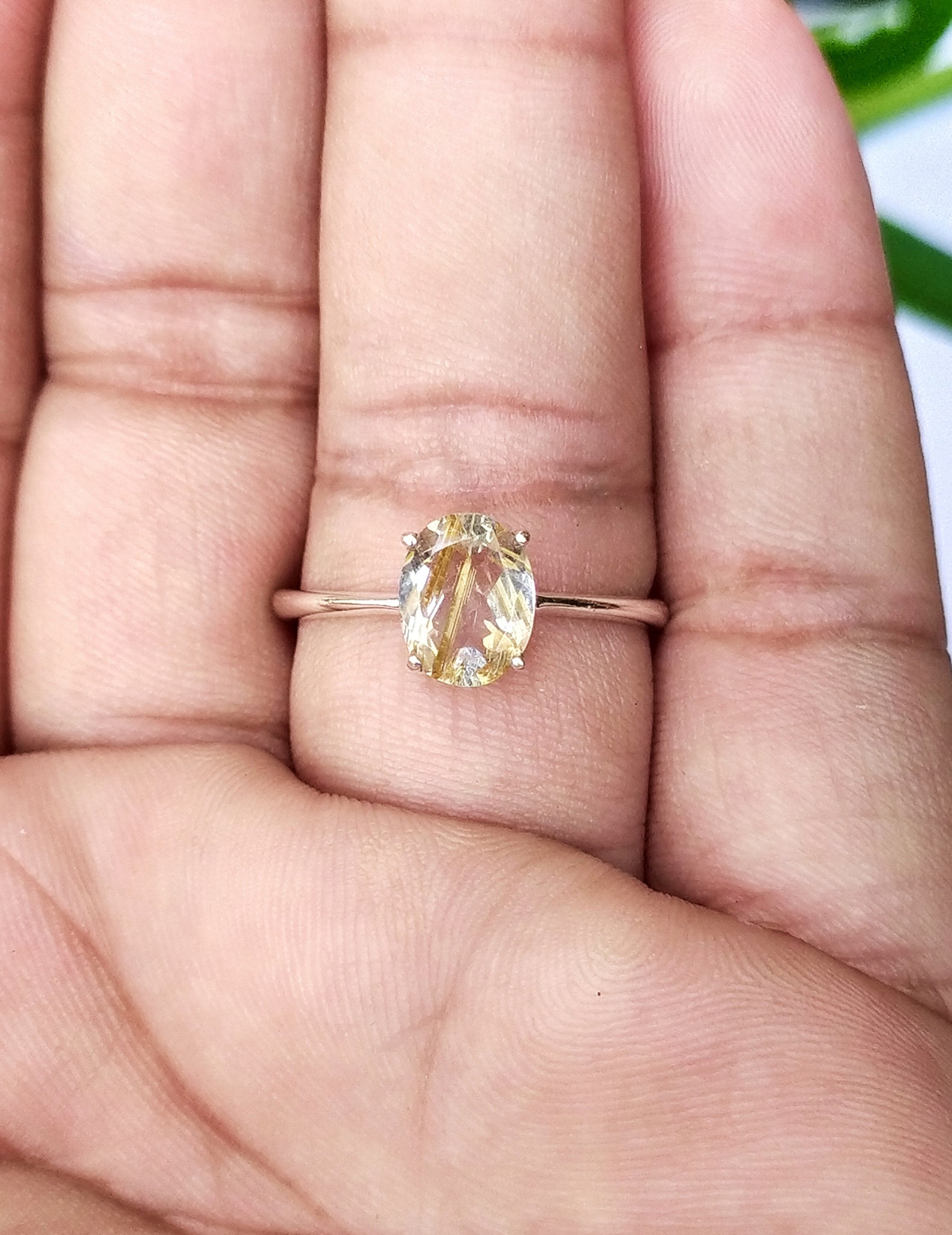 Golden Rutile Quartz Ring-Natural Rutiled Quartz Solitaire | Etsy