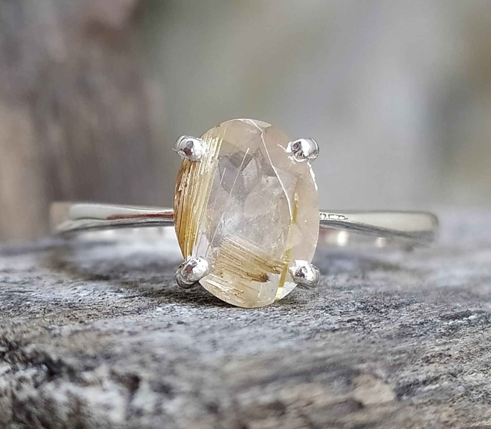 Golden Rutile Quartz Ring-natural Rutilated Quartz Solitaire - Etsy