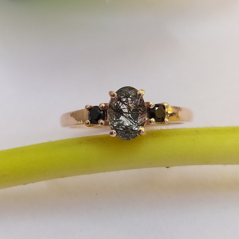 Unique Black Rutile Quartz Engagement Ring-black Rutilated - Etsy