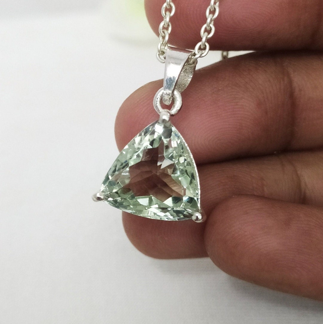 Stunning Prasiolite Necklace Set-natural Green Amethyst Pendant-green ...