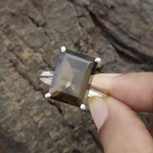 Delicate Smoky Quartz Statement Ring-emerald Cut Smoky Quartz Vintage ...