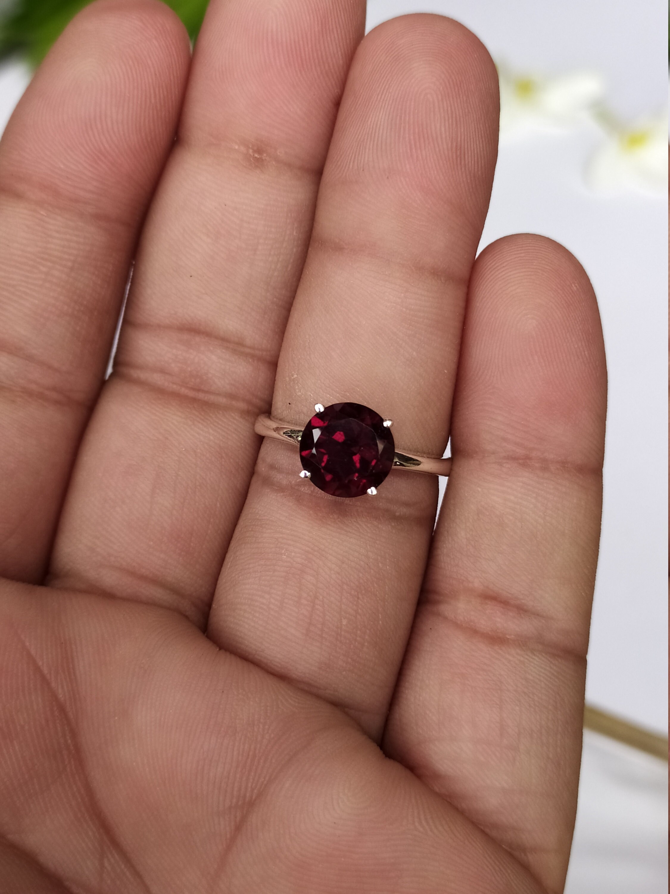 Natürlicher Roter Granat Solitär Ring-Mosambik Granat Vintage | Etsy