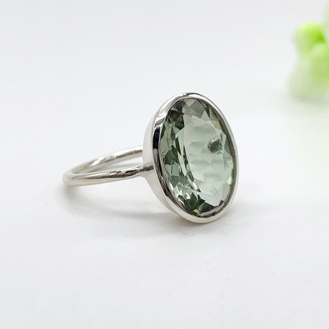 Natural Green Amethyst Cocktail Ring-green Amethyst Vintage Ring for ...