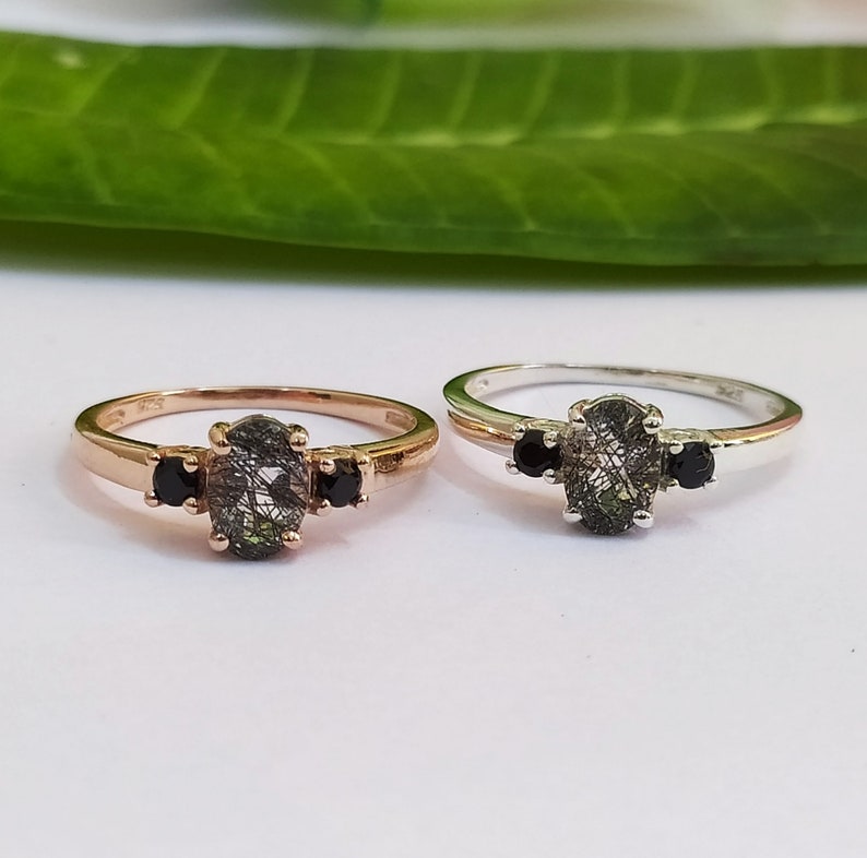 Unique Black Rutile Quartz Engagement Ring-black Rutilated - Etsy
