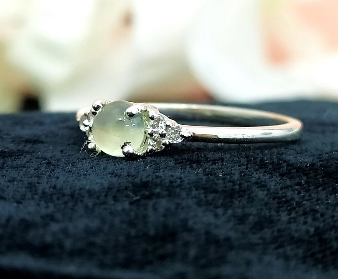 Lovely Prehnite Anniversary Ring-unique Green Promise Ring-green ...