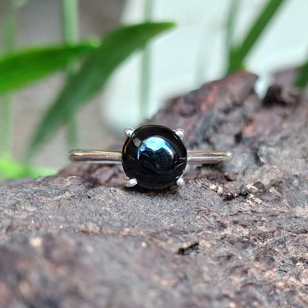 Natural Black Spinal Ring-black Birthstone Ring-black Spinal Solitaire ...