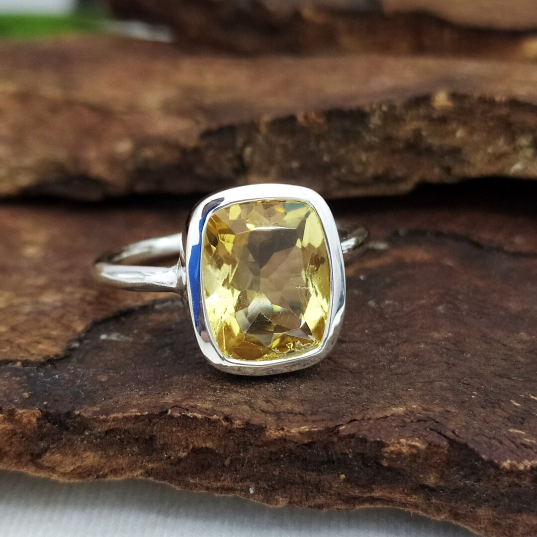 Stunning Golden Citrine Engagement Ring-yellow Citrine Solitaire Ring ...