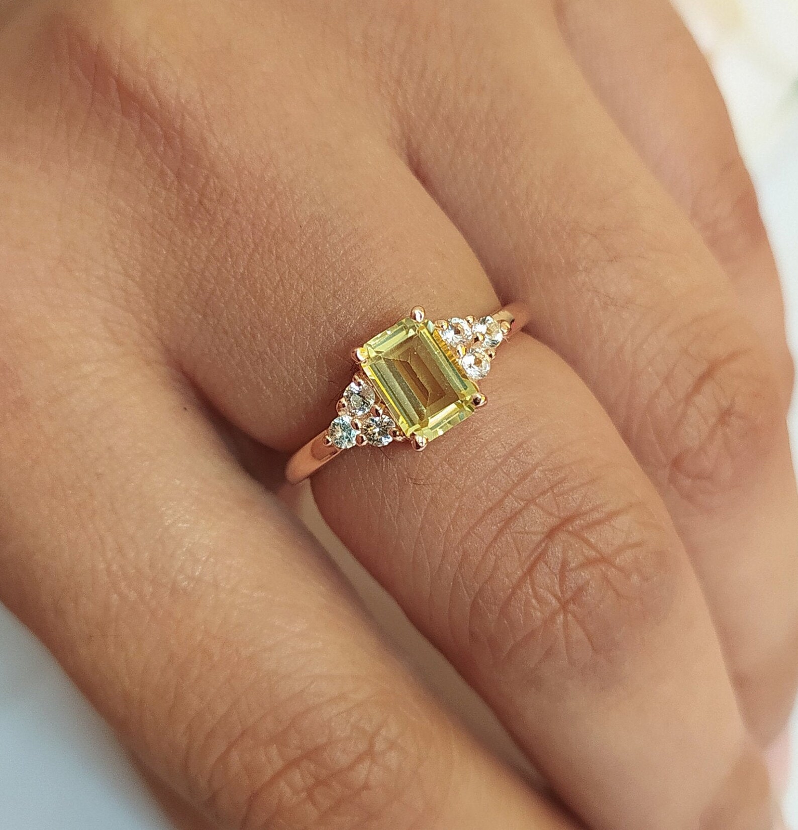 Natural Lemon Quartz Solitaire Ring-lemon Quartz Engagement | Etsy