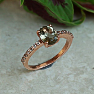 Natural Green Amethyst Engagement Ring-oval Cut Prasiolite Anniversary ...