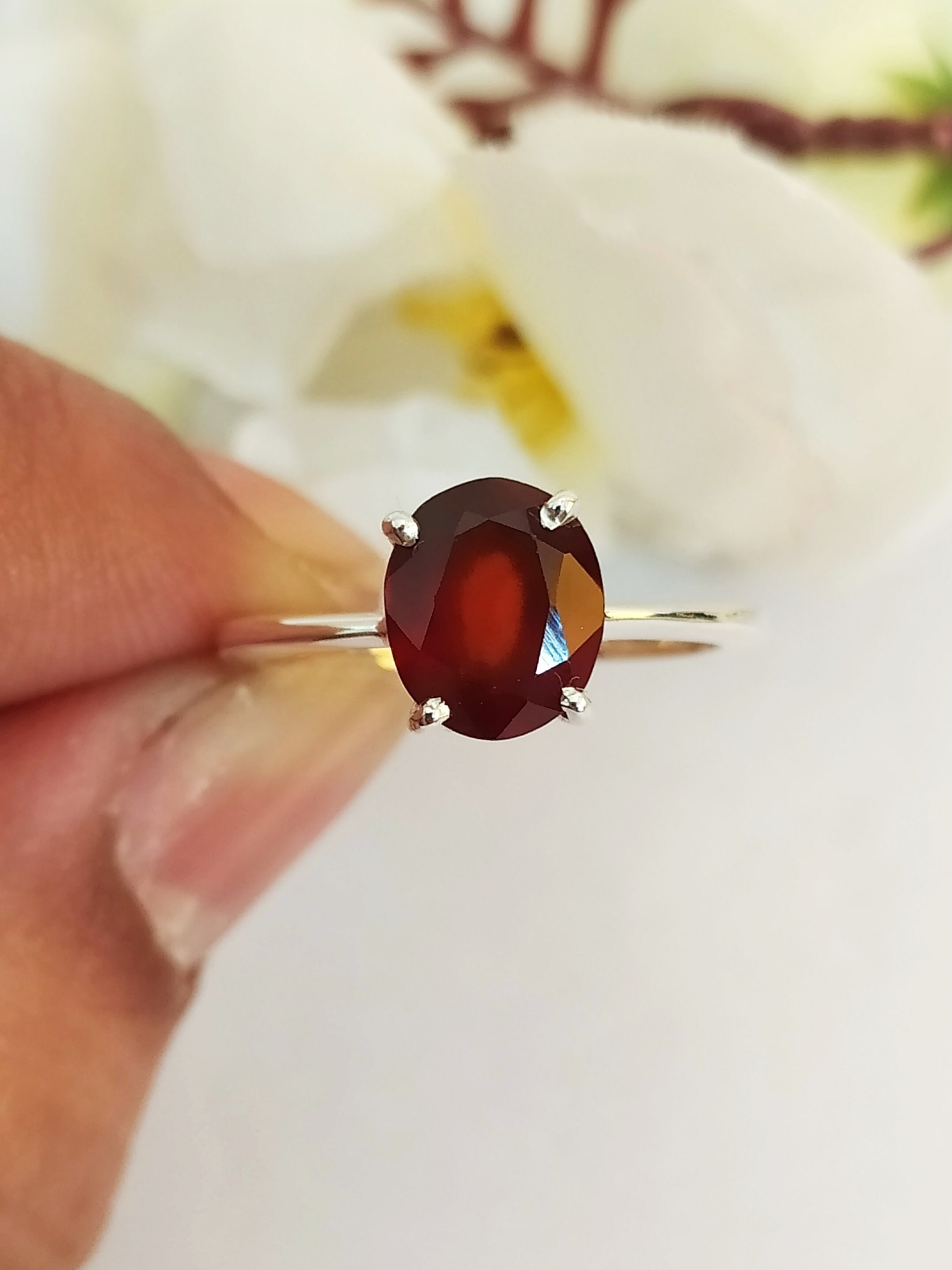 100% Natural Hessonite Garnet Ring-Hessonite Garnet Solitaire | Etsy