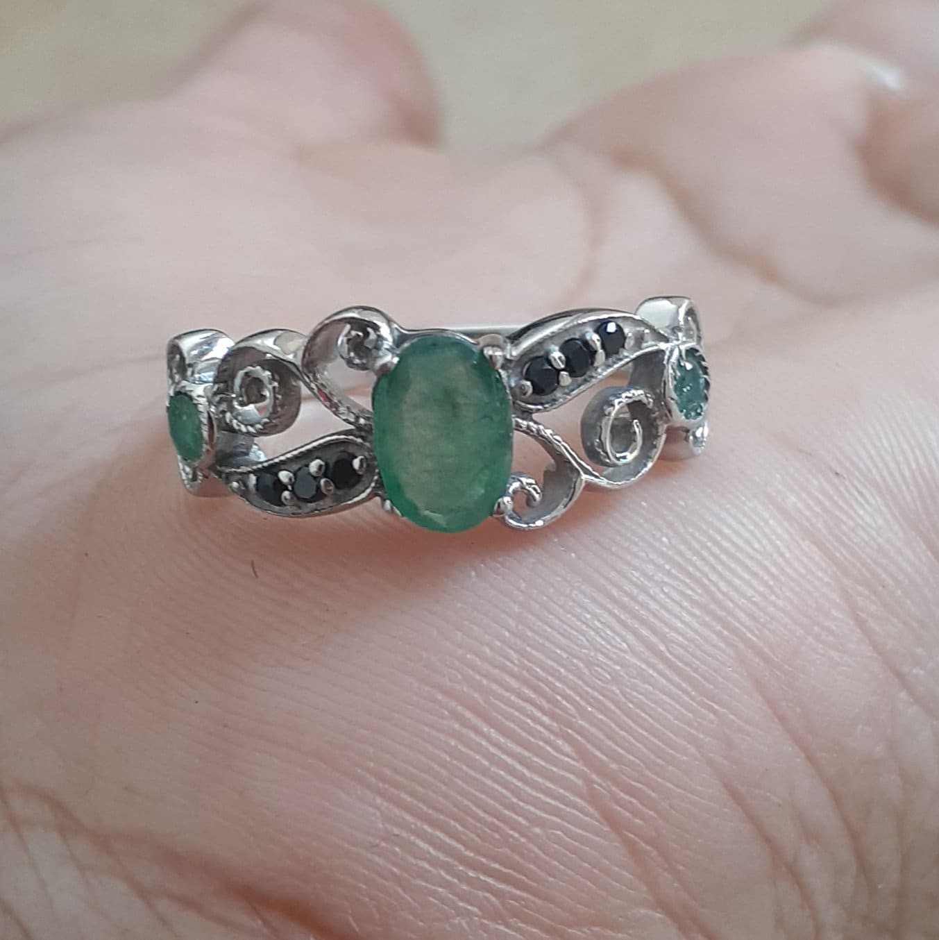 100% Natural Zambian Emerald Ring-925 Solid Sterling | Etsy