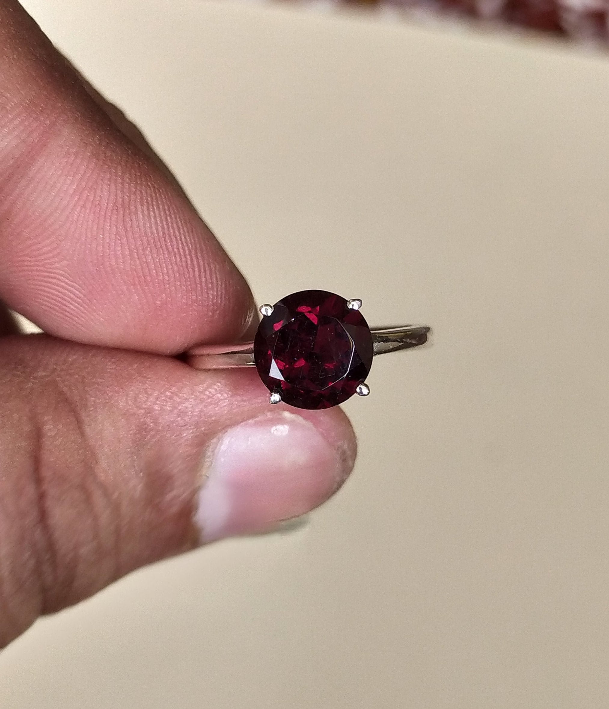 Natürlicher Roter Granat Solitär Ring-Mosambik Granat Vintage | Etsy