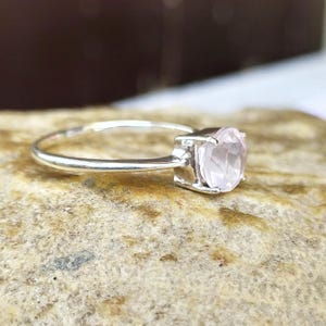 100% Natural Rose Quartz Ring for Her-beautiful Rose Color Solitaire ...