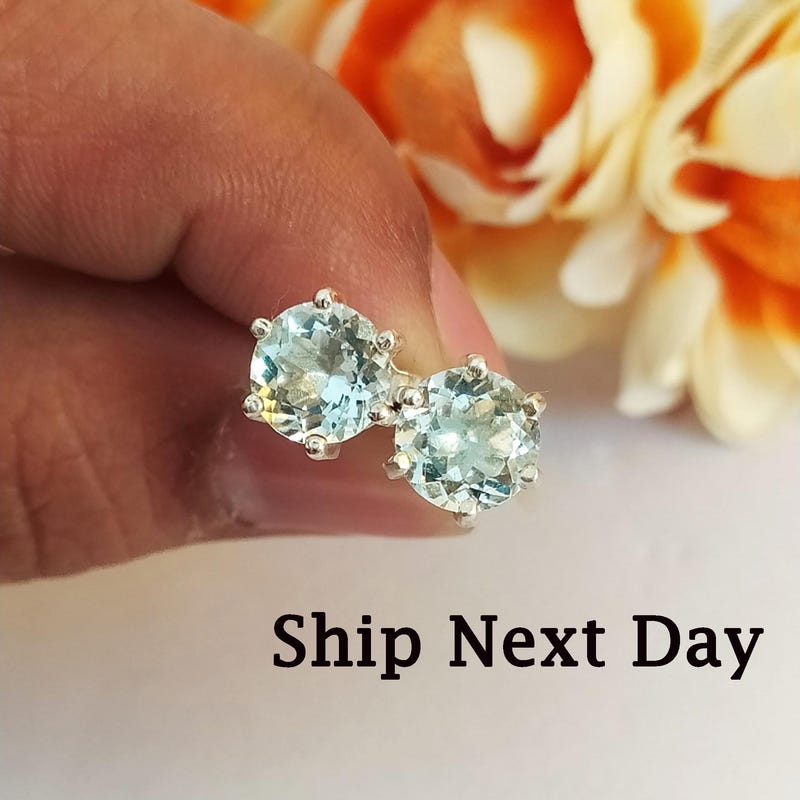 Aquamarine Studs - Etsy