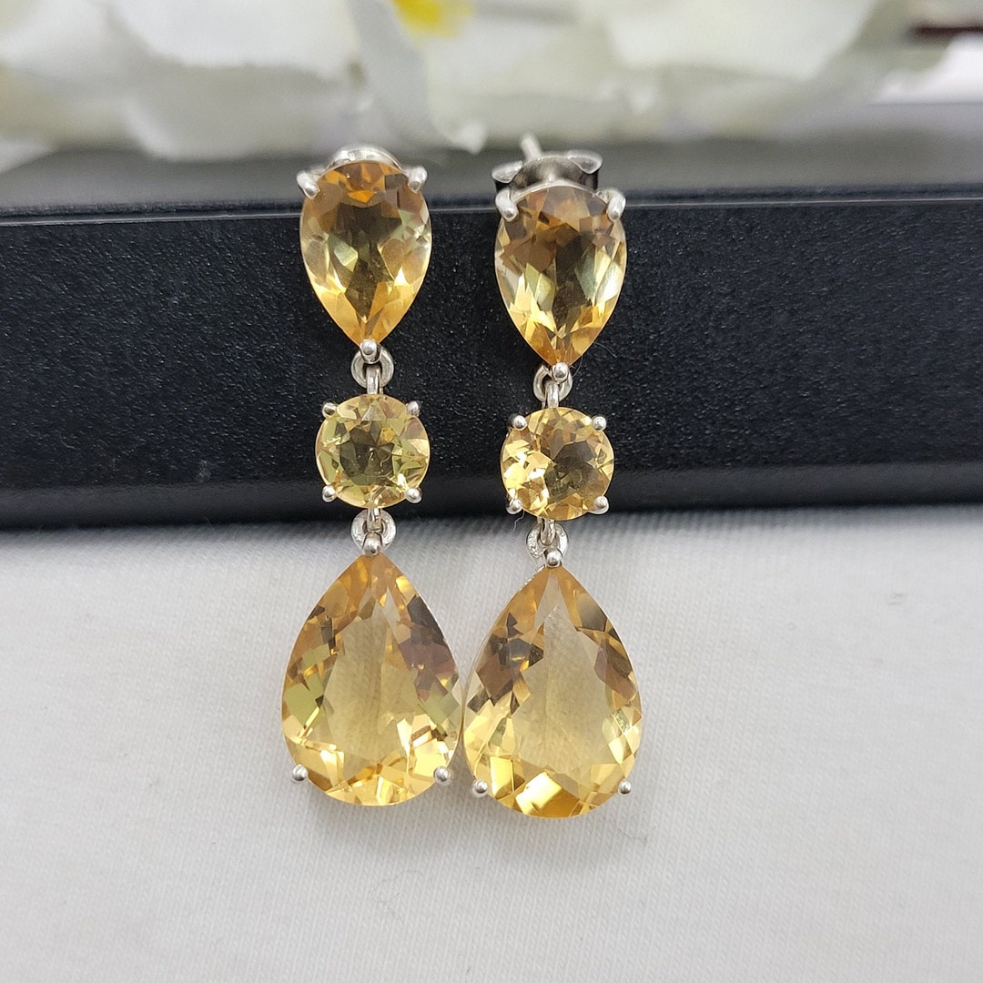 Natural Citrine Delicate Earrings for Her-citrine Vintage Earrings ...