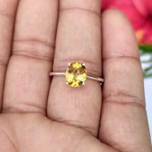 Bague solitaire citrine dorée naturelle - Bague de promesse avec ...