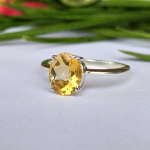 Bague solitaire citrine dorée naturelle - Bague de promesse avec ...