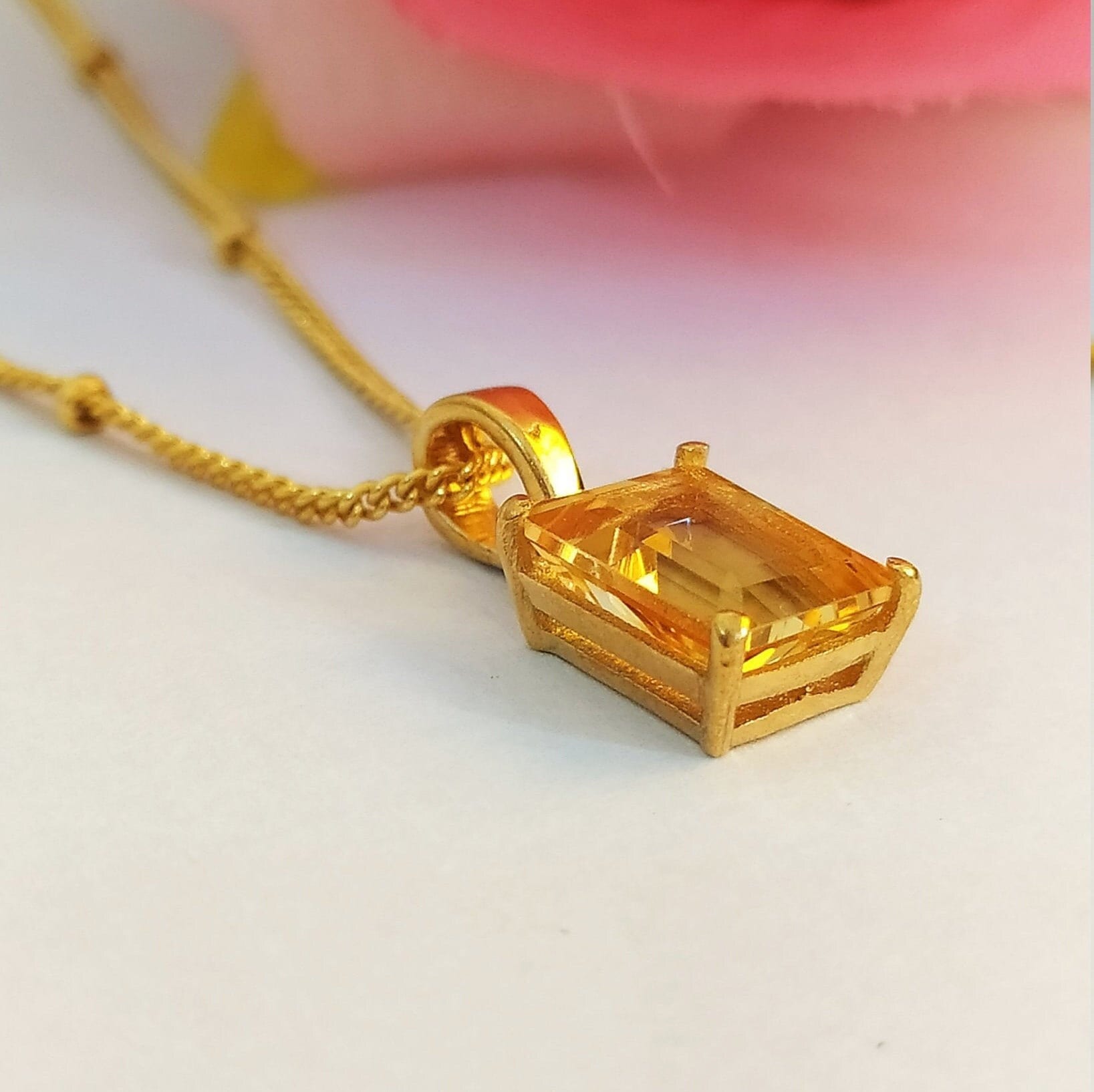 AAA Gold Citrin Halskette Set-echter goldener Citrin Birthstone ...