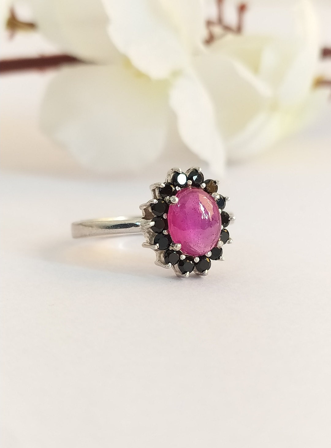 Red Ruby Vintage Ring-ruby Wedding Ring-ruby Cluster Ring-ruby ...