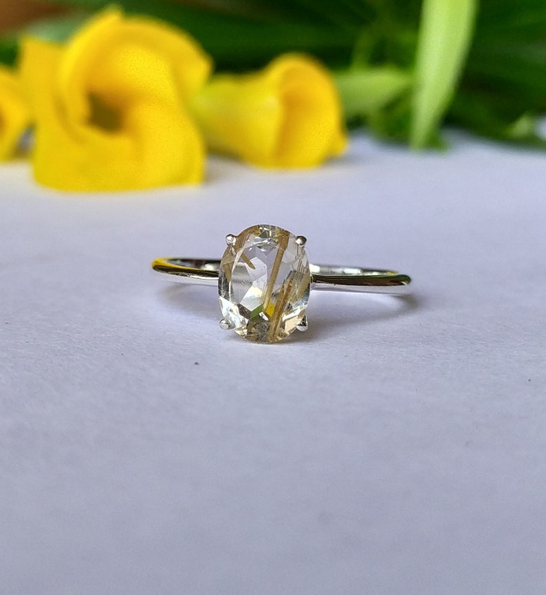 Golden Rutile Quartz Ring-Natural Rutiled Quartz Solitaire | Etsy