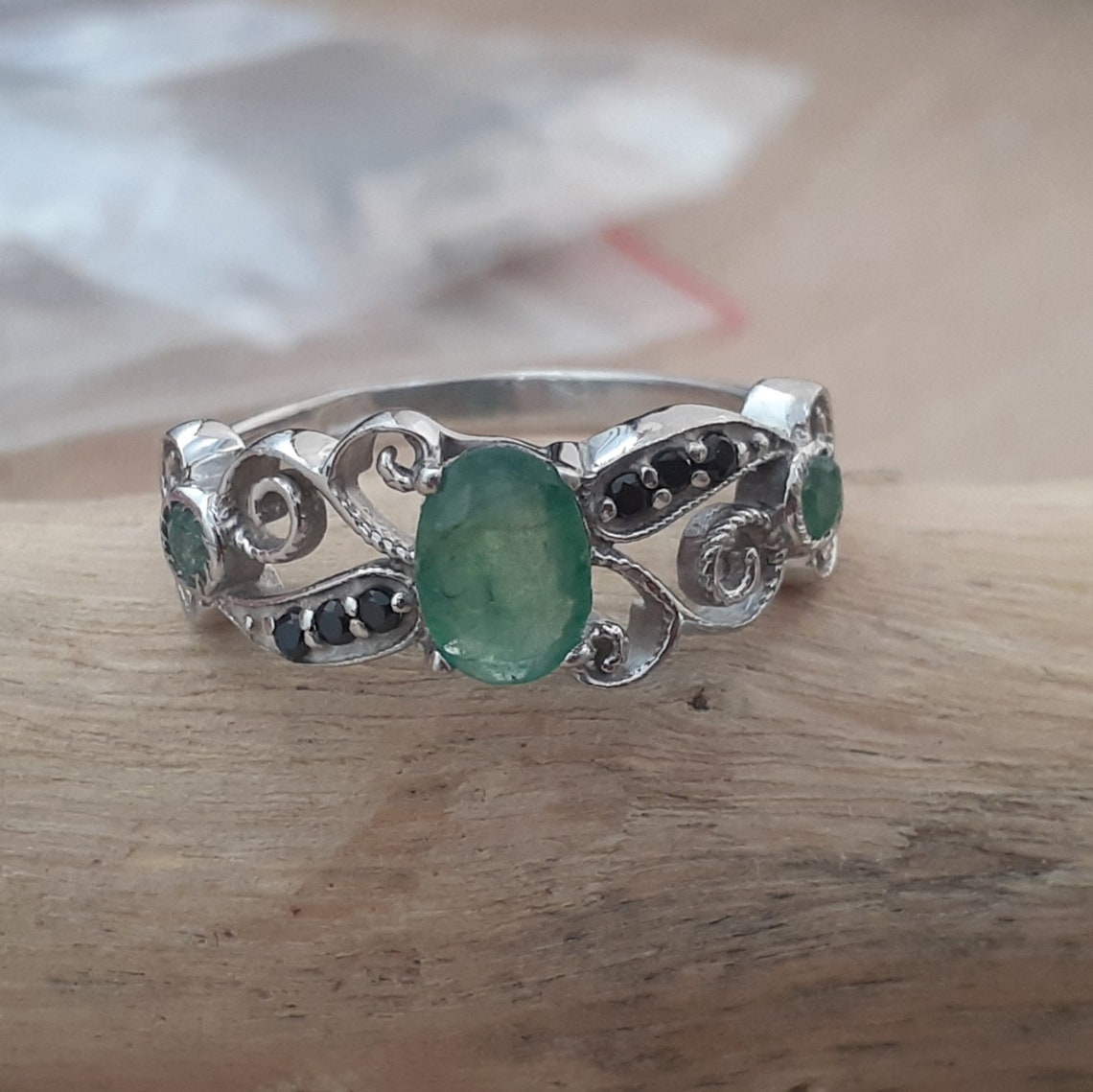 100% Natural Zambian Emerald Ring-925 Solid Sterling | Etsy