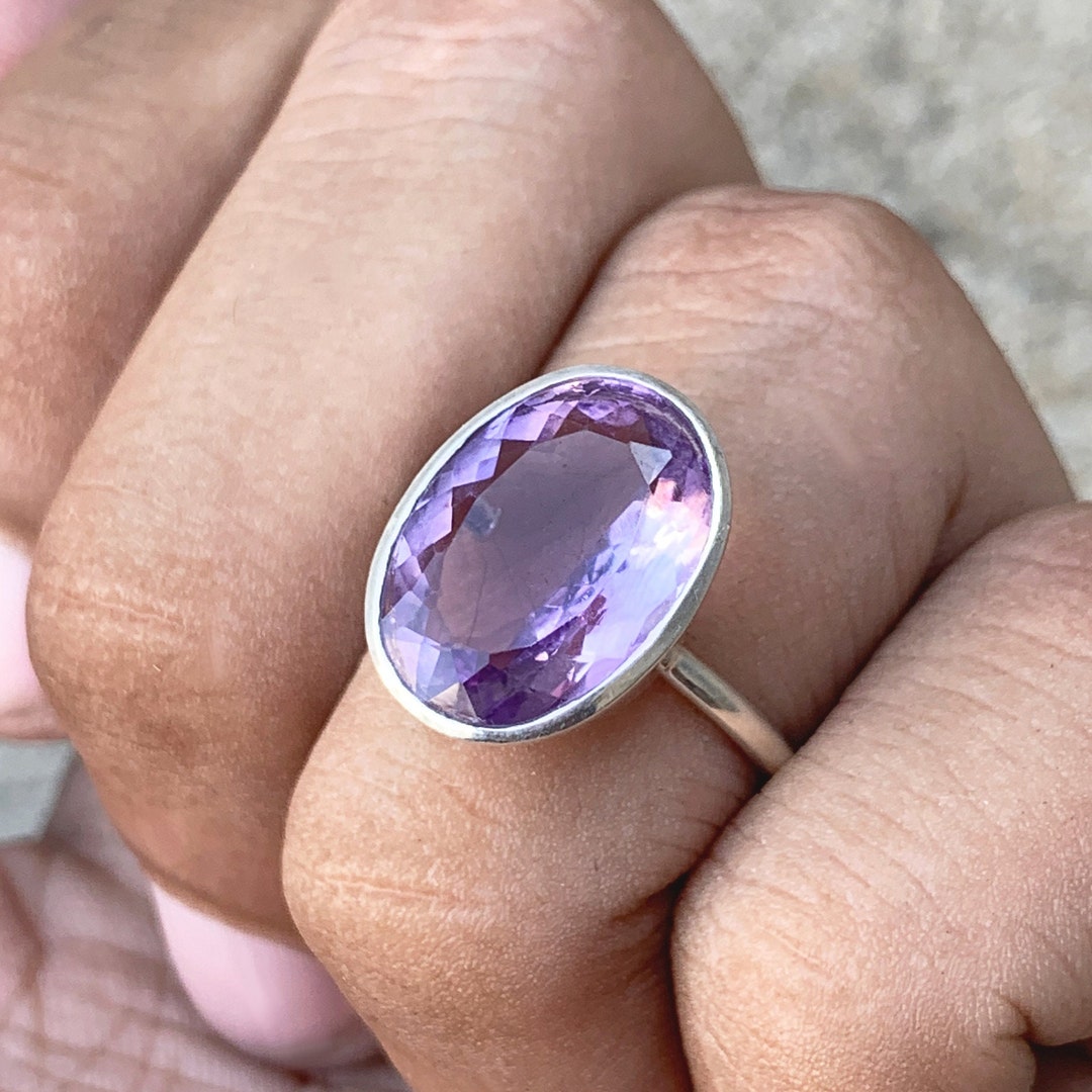 Natural Amethyst Statement Ring-oval Cut Amethyst Birthstone Ring ...