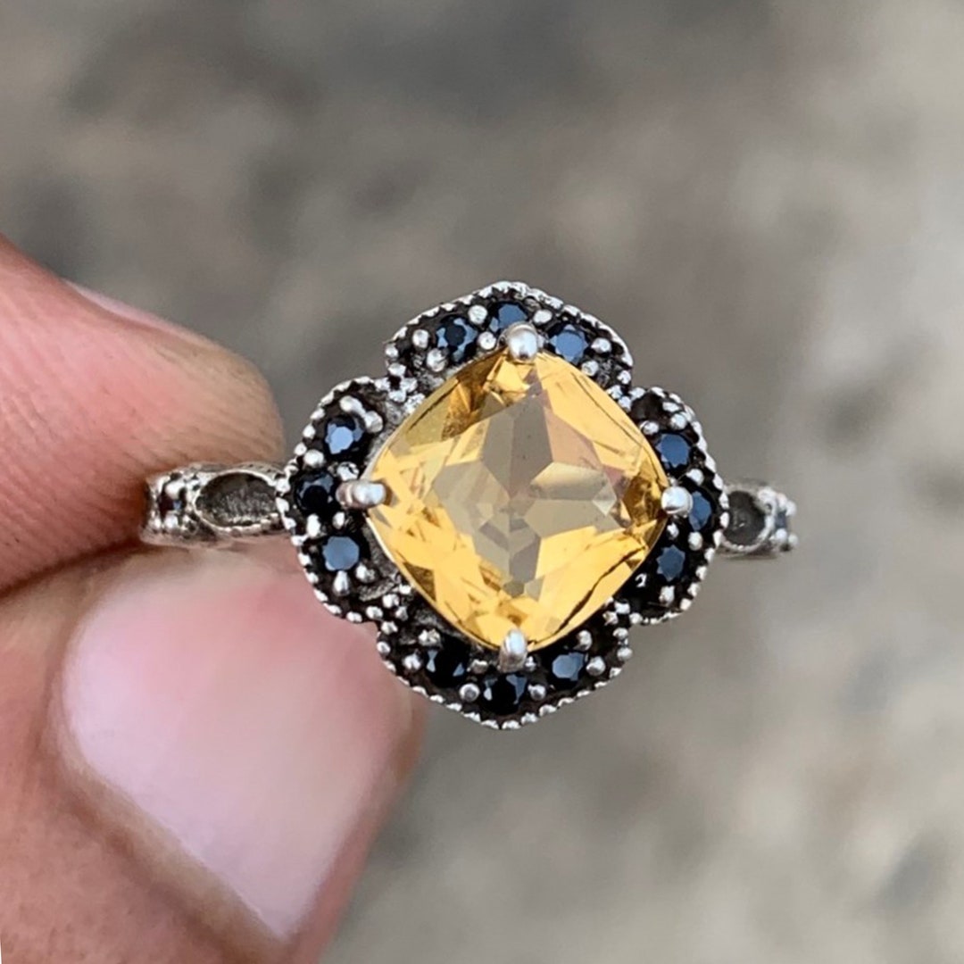 Golden Citrine Vintage Ring 925 Sterling Silver-citrine Vintage ...