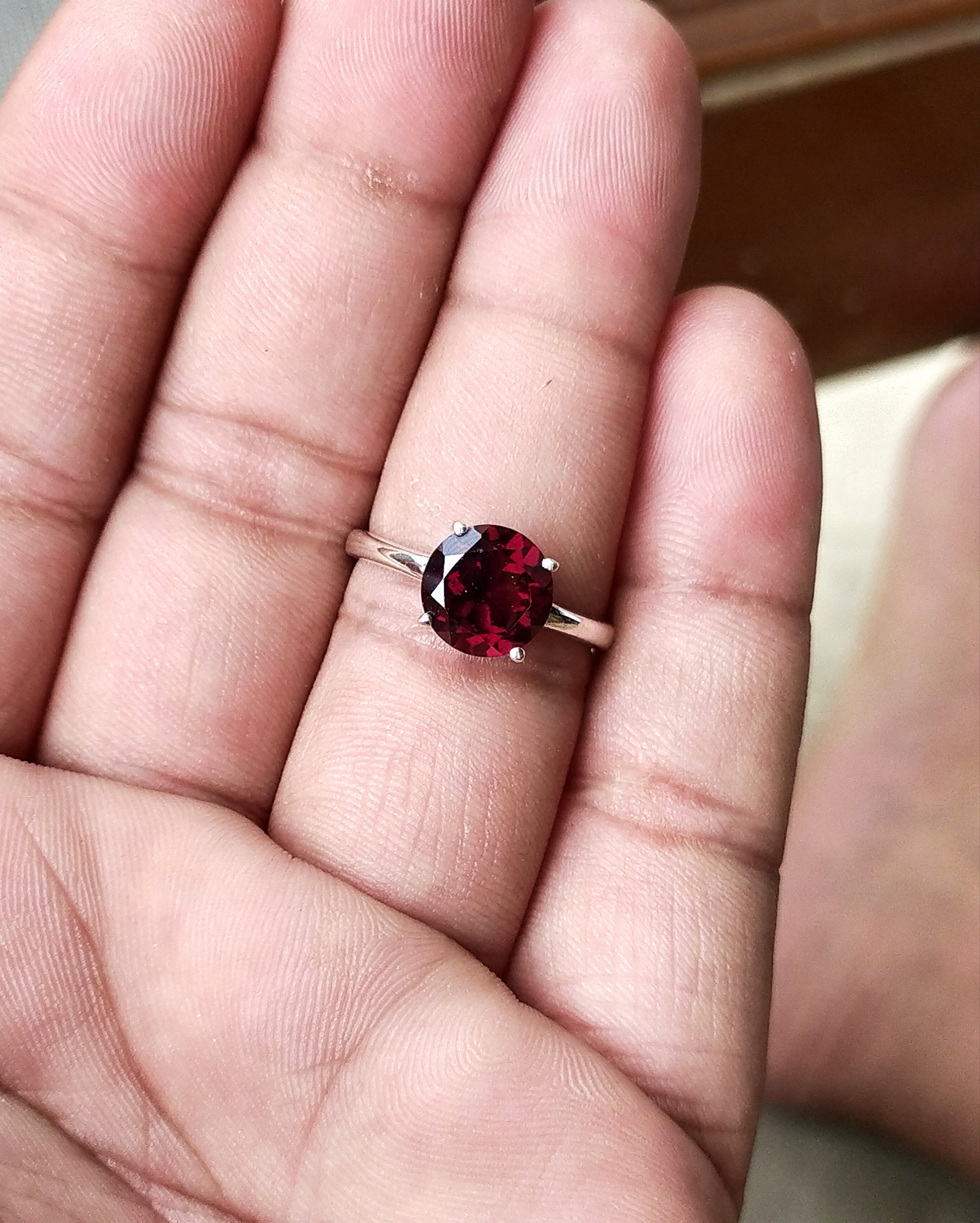 Natürlicher Roter Granat Solitär Ring-Mosambik Granat Vintage | Etsy