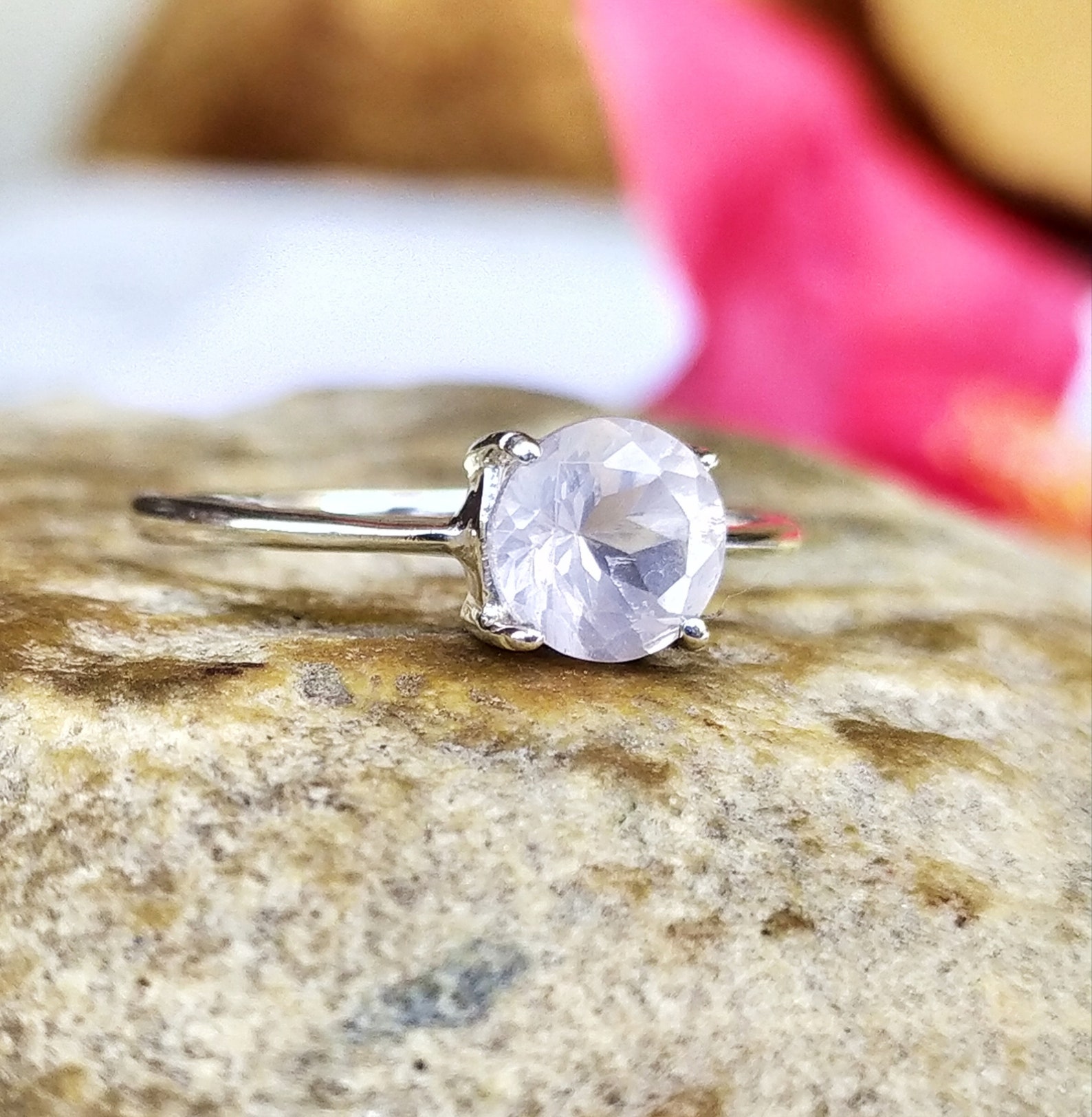 100% Natural Rose Quartz Ring For Her-Beautiful Rose Colour | Etsy