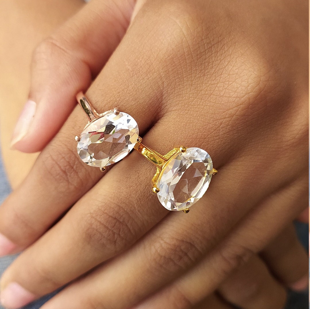 100% Natural Crystal Ring-925 Solid Sterling Silver-natural Crystal ...