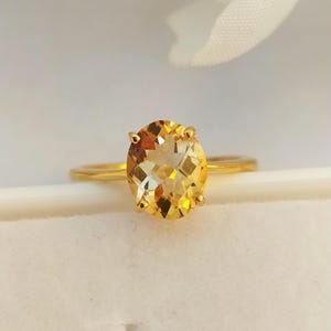 Bague solitaire citrine dorée naturelle - Bague de promesse avec ...