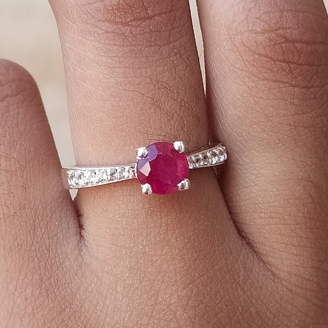 Delicate Ruby Engagement Ring-genuine Ruby Promise Ring-dainty Red Ruby ...