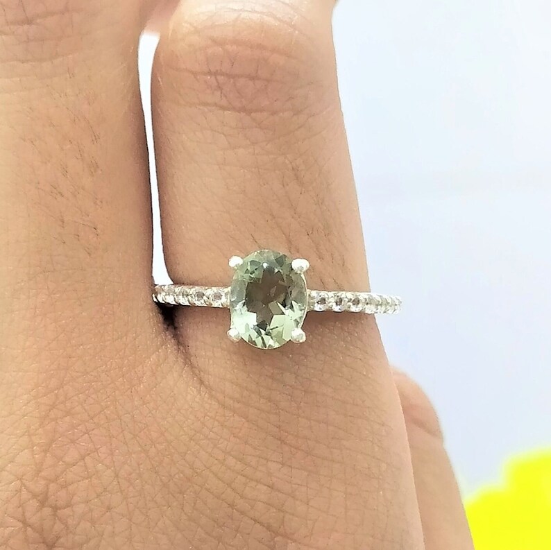 Natural Green Amethyst Engagement Ring-oval Cut Prasiolite - Etsy