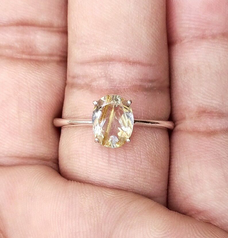 Golden Rutile Quartz Ring-natural Rutilated Quartz Solitaire - Etsy