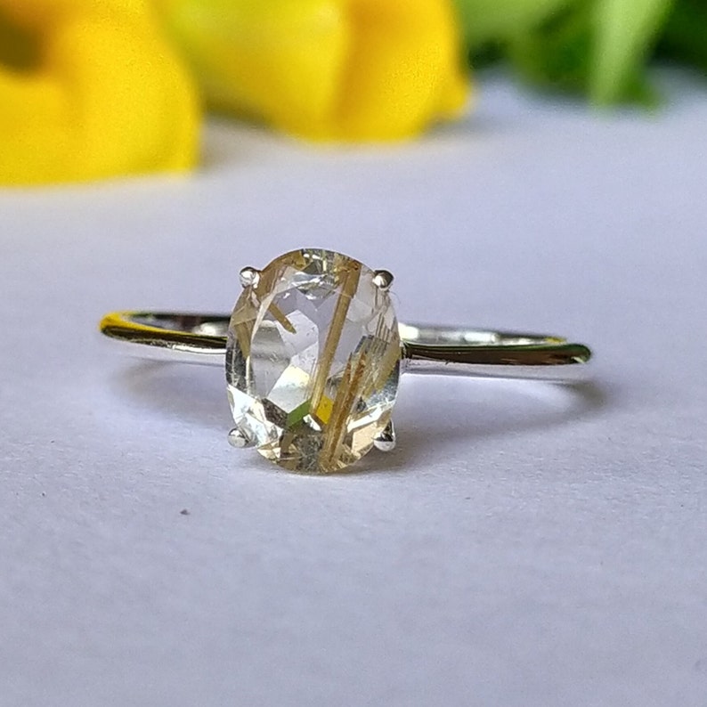 Golden Rutile Quartz Ring-natural Rutilated Quartz Solitaire - Etsy