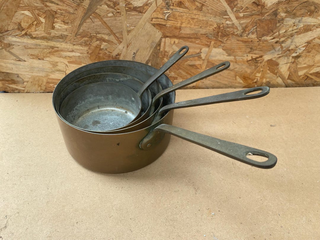 Antique Copper Pan Set + Vintage Crimped Brass Handles #B200 - Etsy