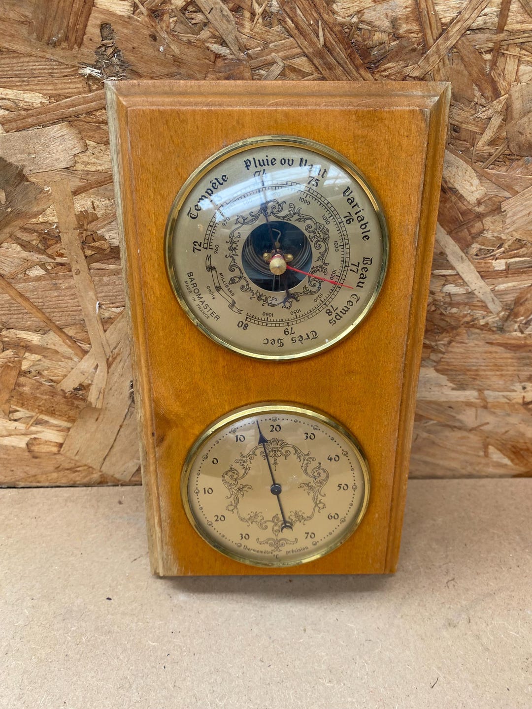 Antique Barometer & Thermometer Wood Gold Metal Frame Vintage B512 - Etsy