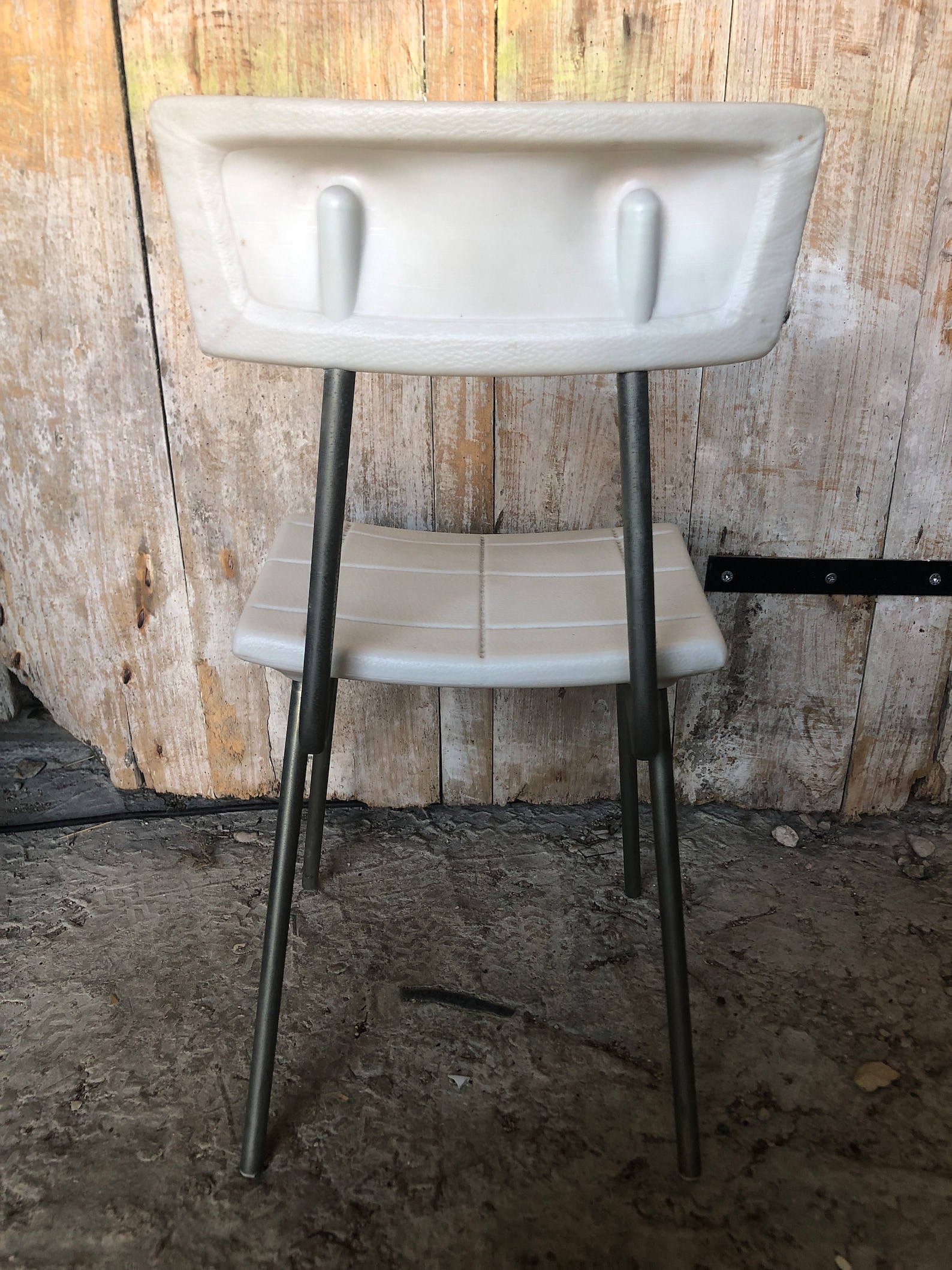 Gray Metal Children's Chair + Vintage White Plastic Seat & Back #A339 ...