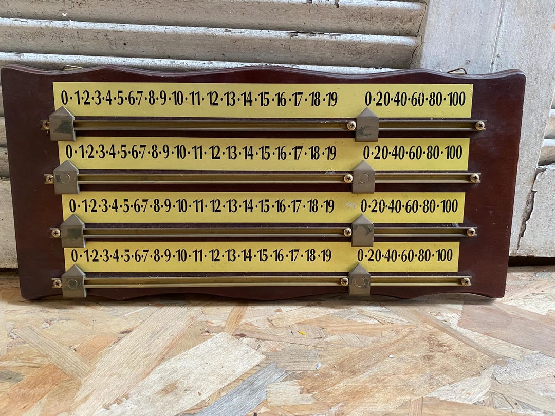 4 Player Wall Mounted Score Counter Wood & Brass Vintage Style #B551 - Etsy