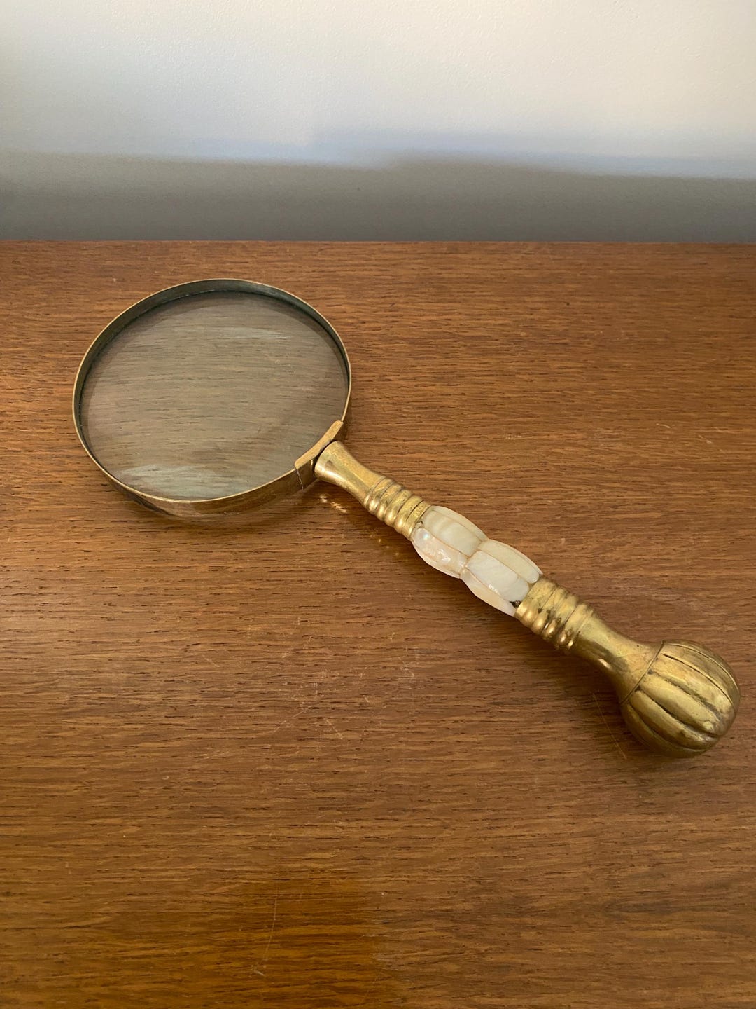 Antique Solid Brass + Hard Stone Vintage Desk Magnifying Glass #C133 - Etsy