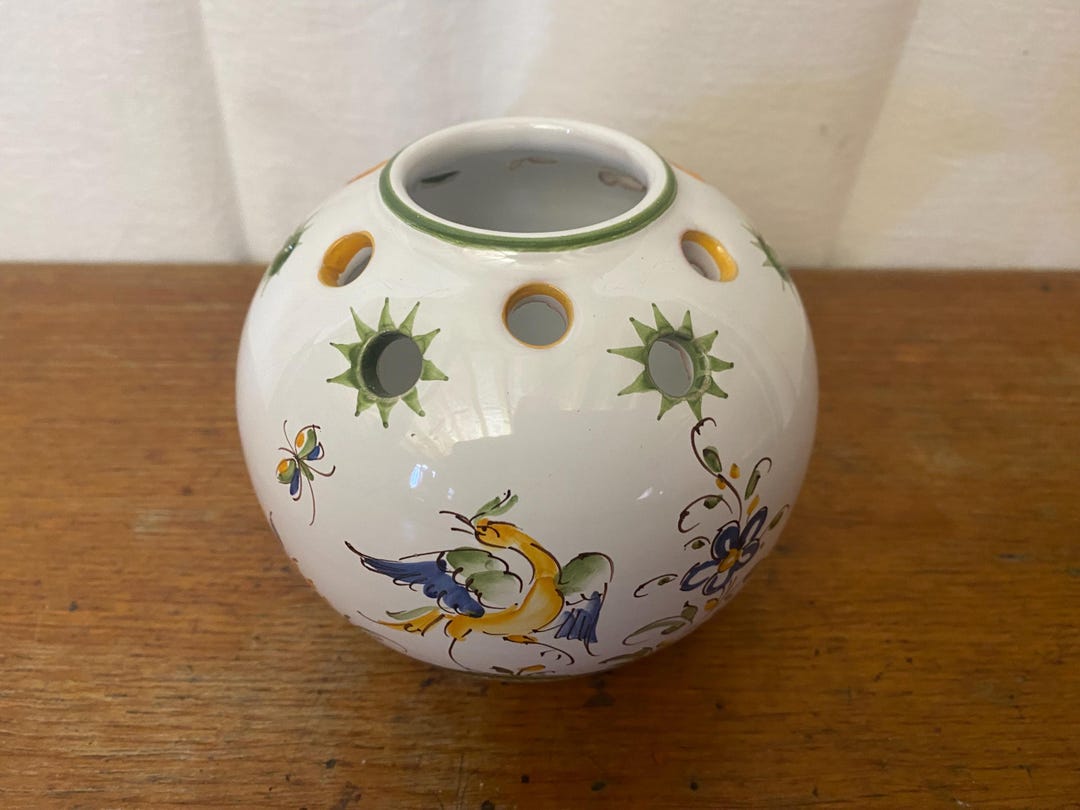 Antique Flower Vase MOUSTIERS White Ceramic Painted Vintage #C722 - Etsy UK