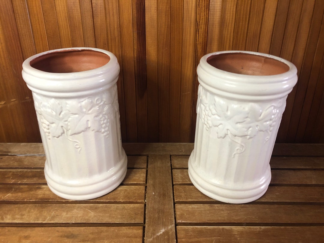 Pair SCHEURICH Vase White Ceramic Vines Decor A471 - Etsy