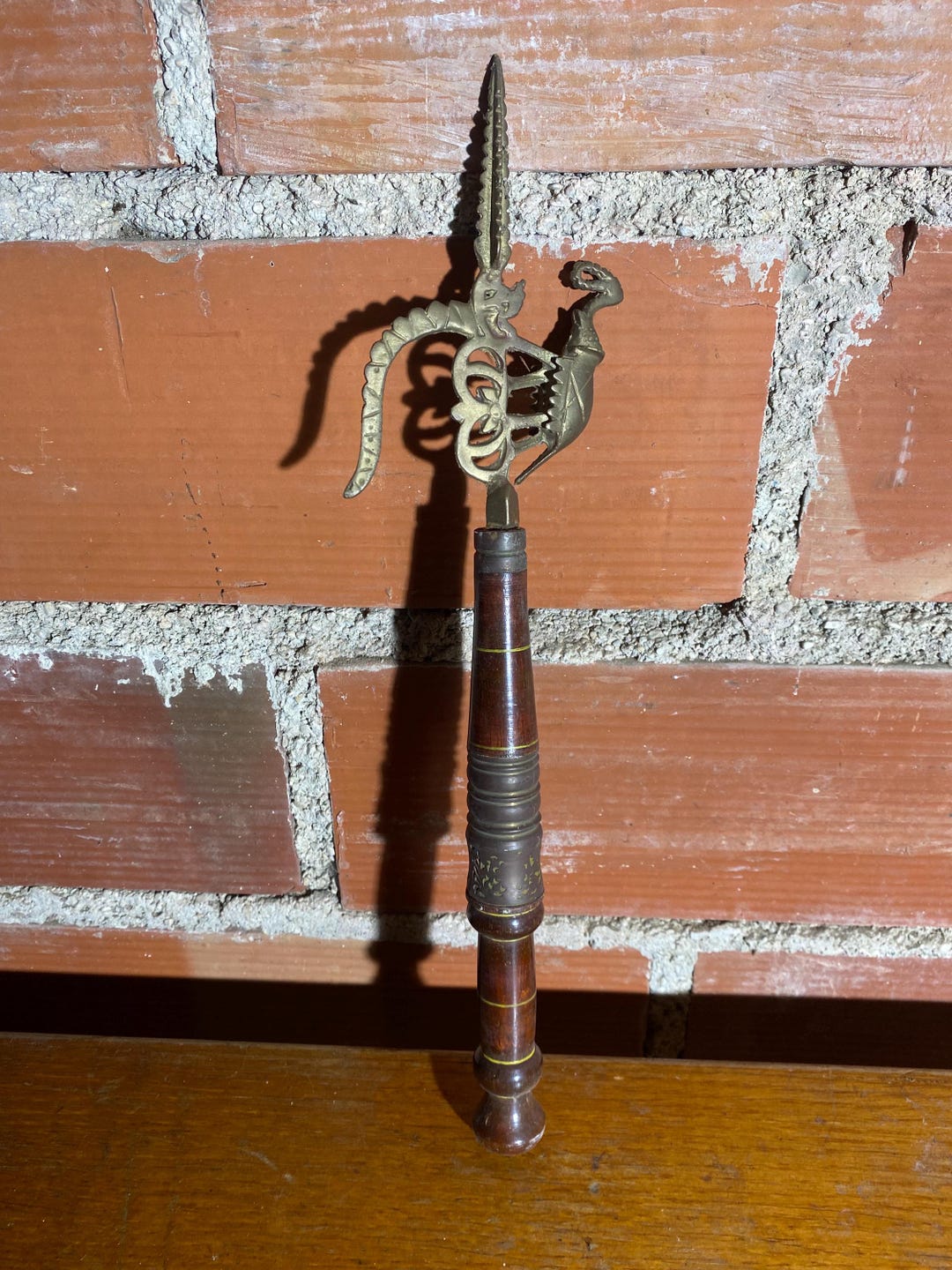 Antique Mahout Spike Elephant Brass Spike + Vintage Wooden Handle #C479 ...