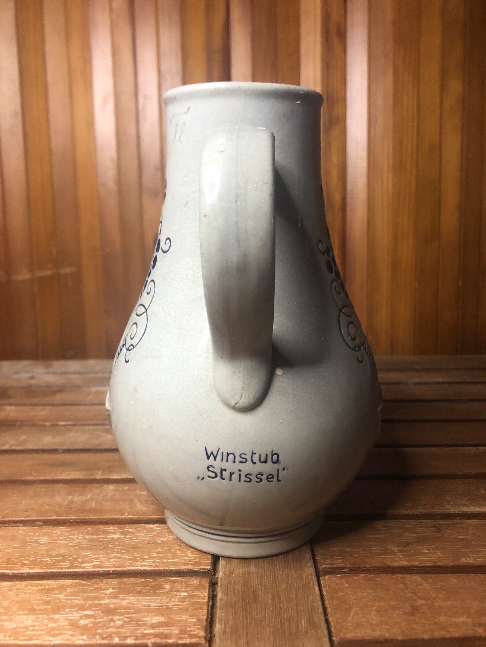Old Germany Pitcher Enameled Stoneware Vintage Blue Decor #A431 - Etsy