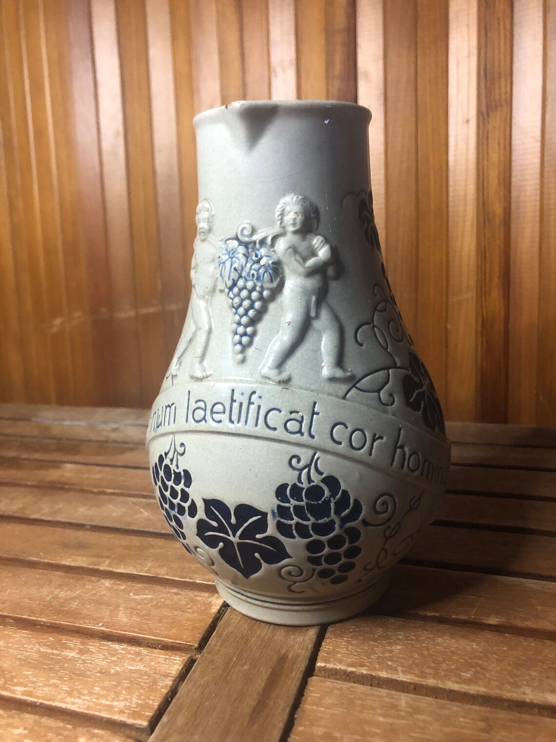 Old Germany Pitcher Enameled Stoneware Vintage Blue Decor #A431 - Etsy